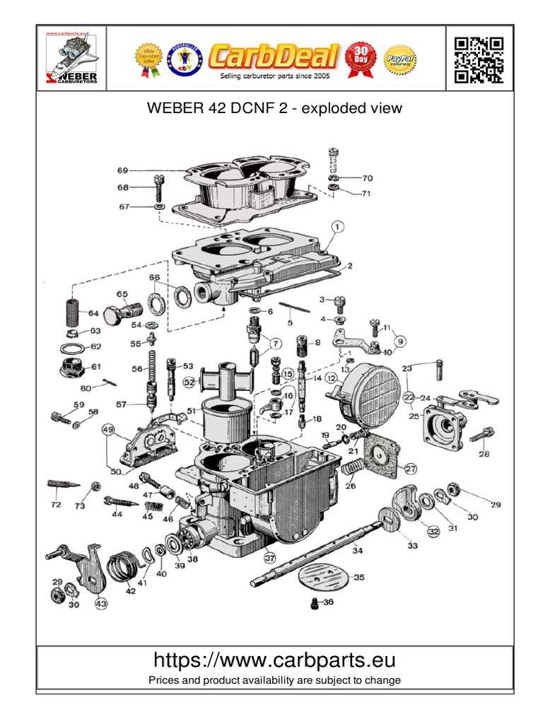 Weber 42 DCNF 2 Exploded View | PDF | Throttle | Carburetor