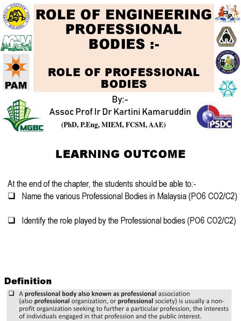 Week 3 - Role of Professional Bodies | PDF | Engineer | Architect