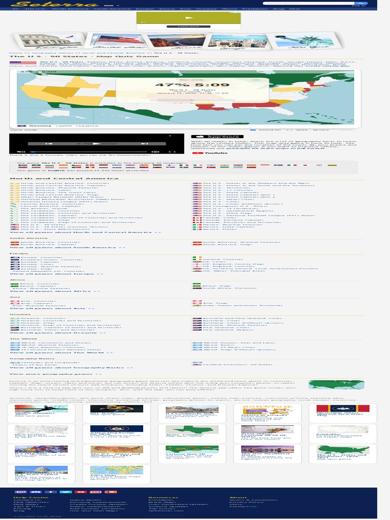 The U.S. 50 States - Map Quiz Game | PDF | The United States | Australia