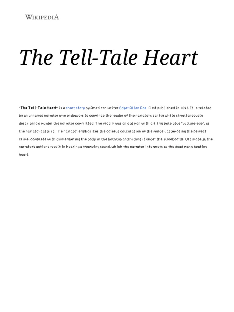 The Tell-Tale Heart: Summary & Analysis | PDF | General Fiction