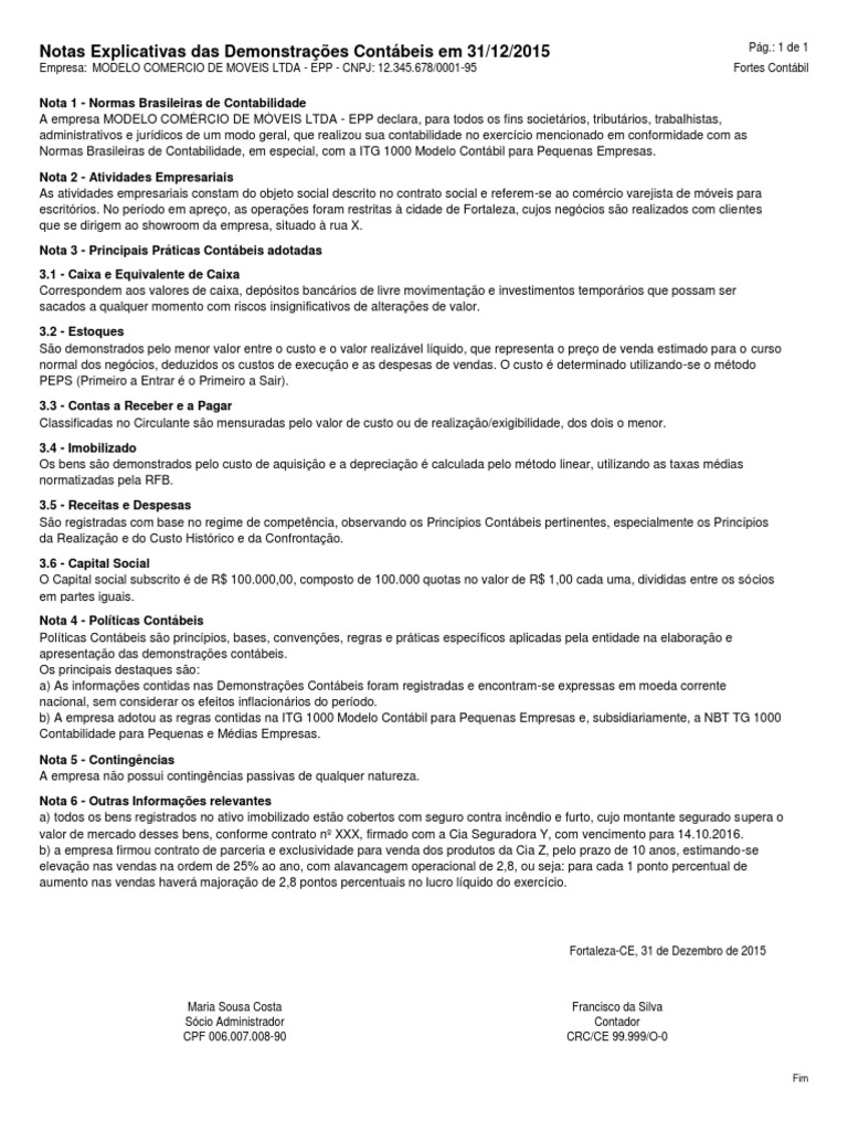 Notas Explicativas | PDF | Contabilidade | Relatório anual