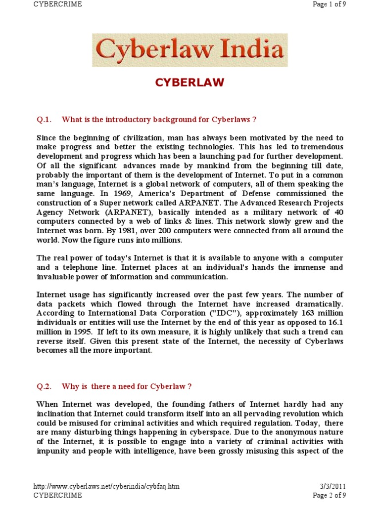 An Introduction to Cyberlaw: Understanding the Legal Landscape of the ...
