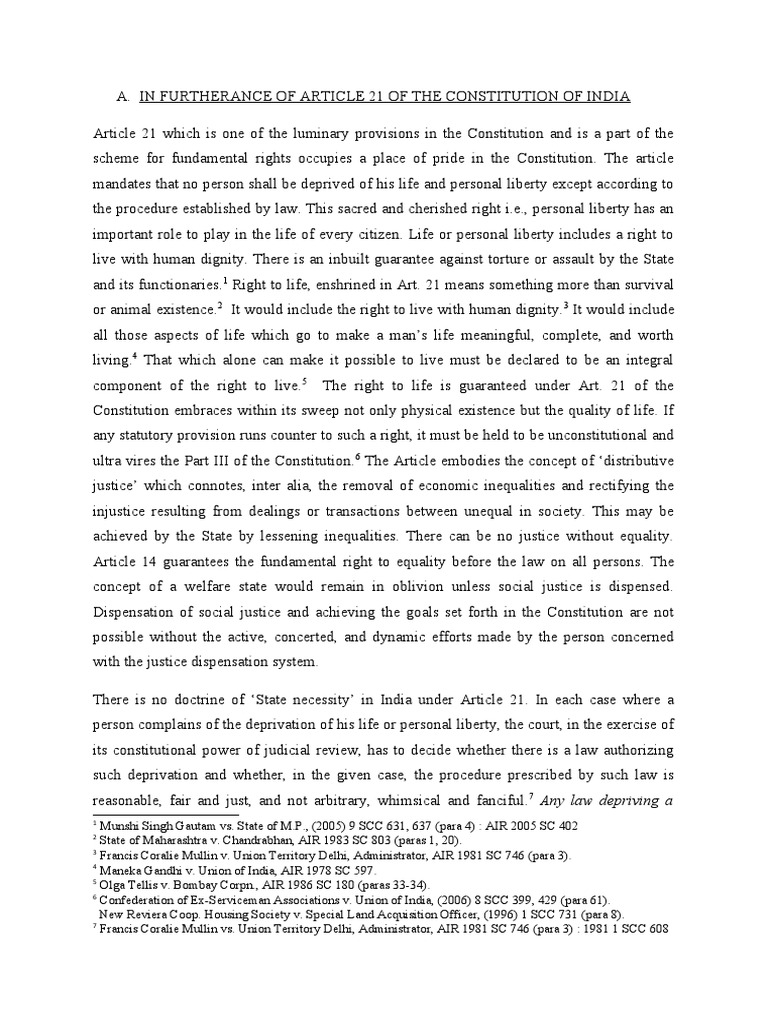 Understanding Article 21: Right to Life | PDF | Constitution | Government