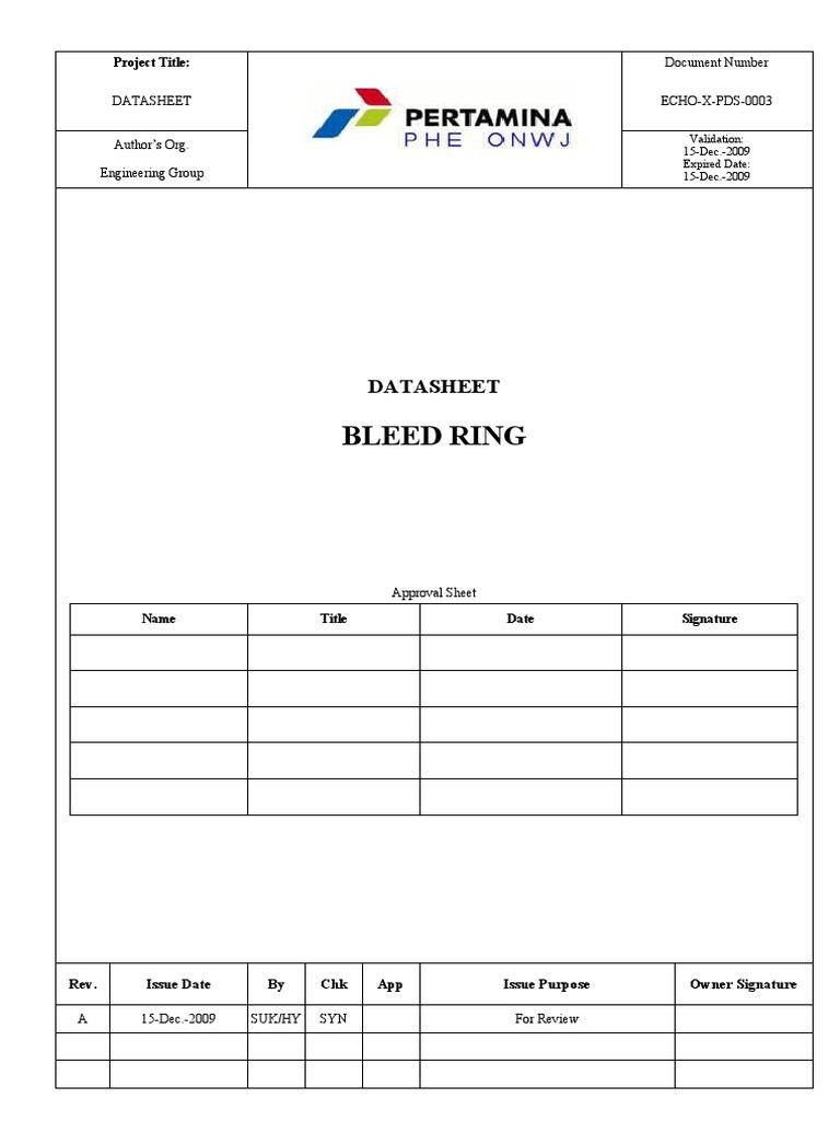 Bleed Ring Datasheet (For Standard) | Pipe (Fluid Conveyance) | Gas ...