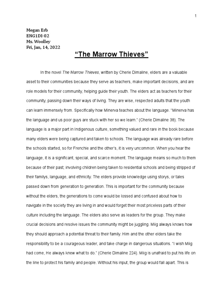The Marrow Thieves Final Paragraph | PDF | Mentorship | Cognition