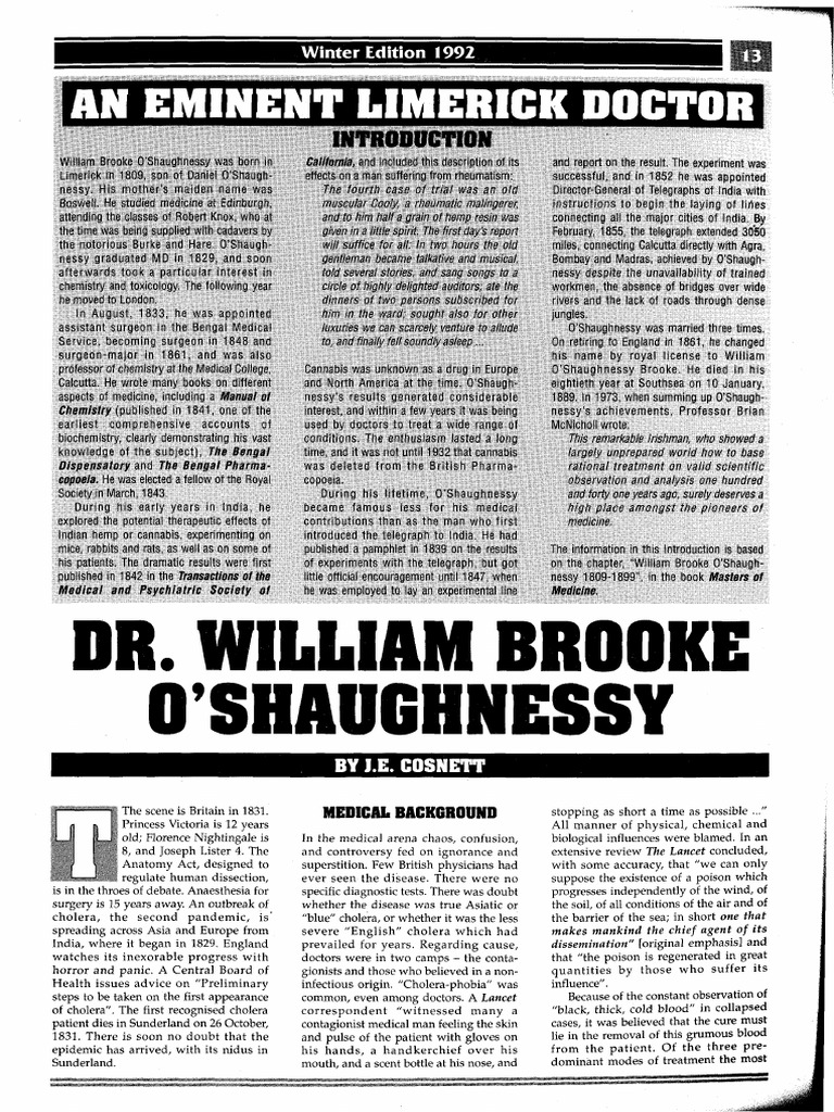 DR William Brooke O'shaughnessy | PDF | Clinical Medicine | Medicine