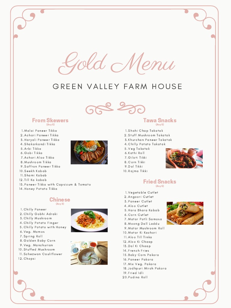 Green Valley Farm House Menu | PDF | Drink | Salad