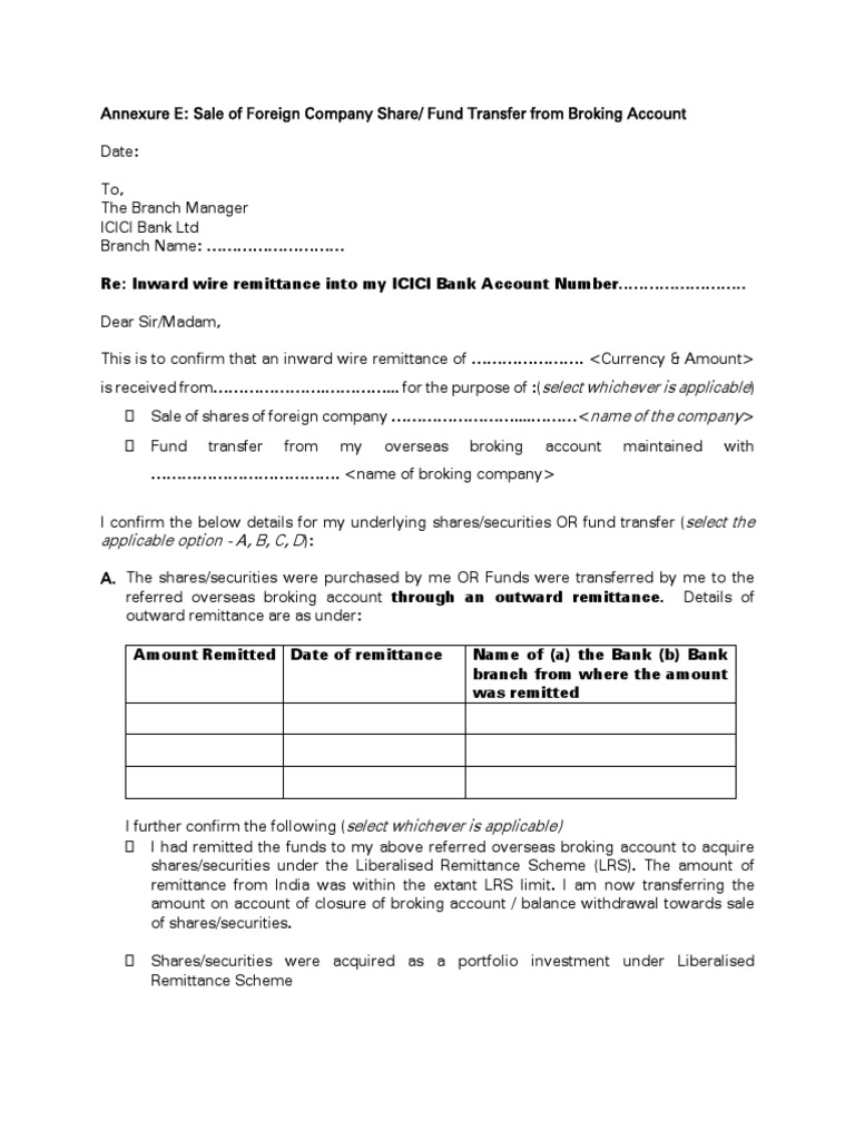 Annexure E1 | PDF | Stocks | Remittance