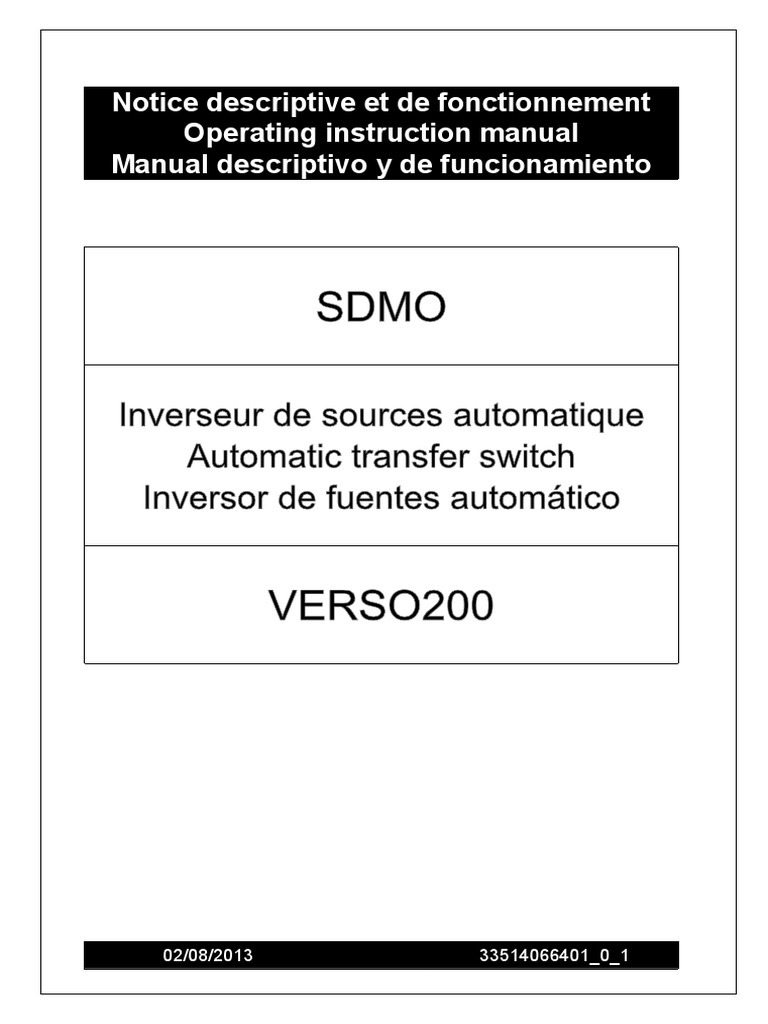 VERSO 200 Automatic Transfer Switch Guide | PDF | Mains Electricity ...