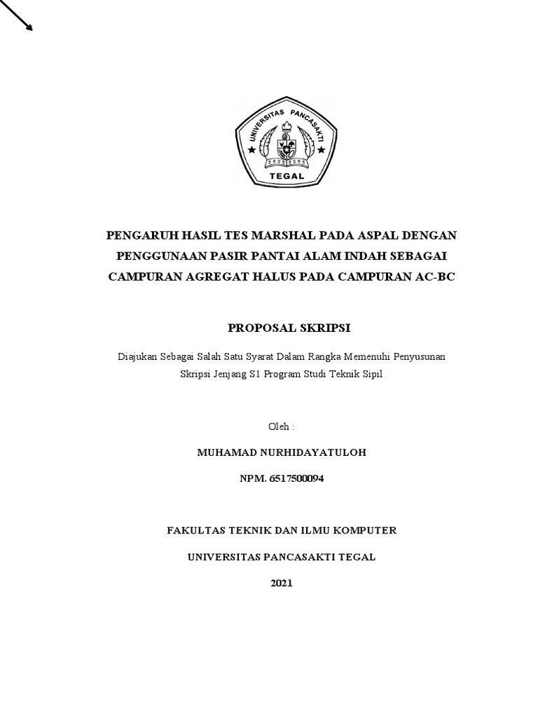 Proposal Skripsi PENGARUH HASIL TES MARSHAL PADA ASPAL DENGAN ...