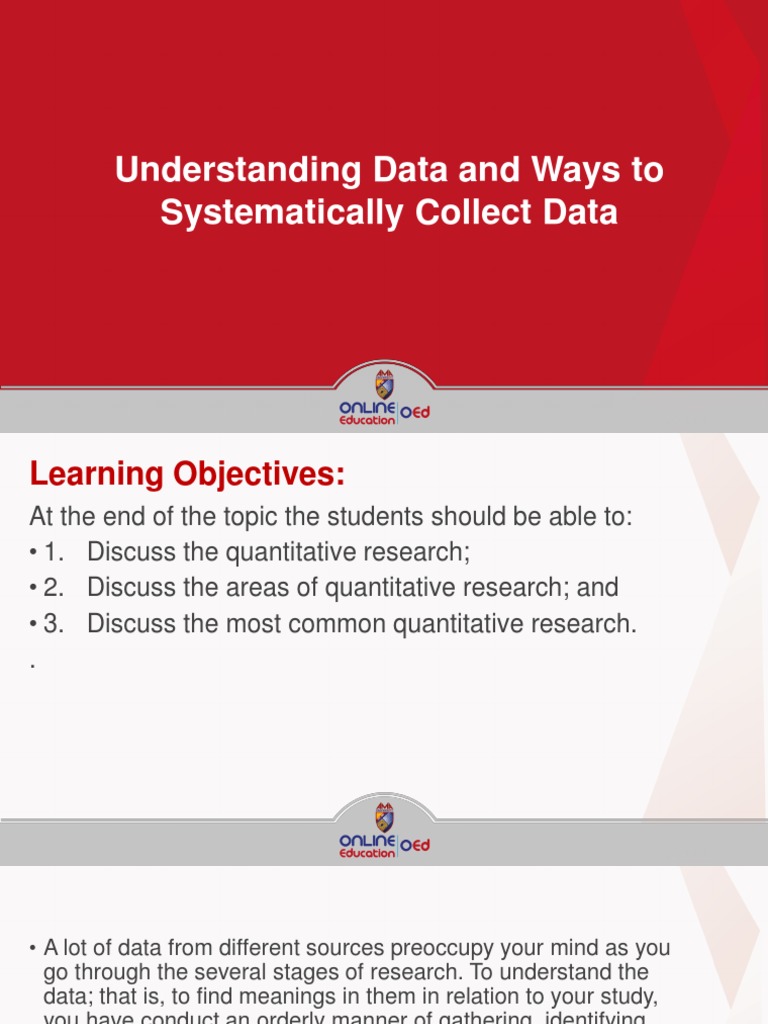 Week 011-Understanding Data and Ways To Systematically Collect Data | PDF | Statistics ...