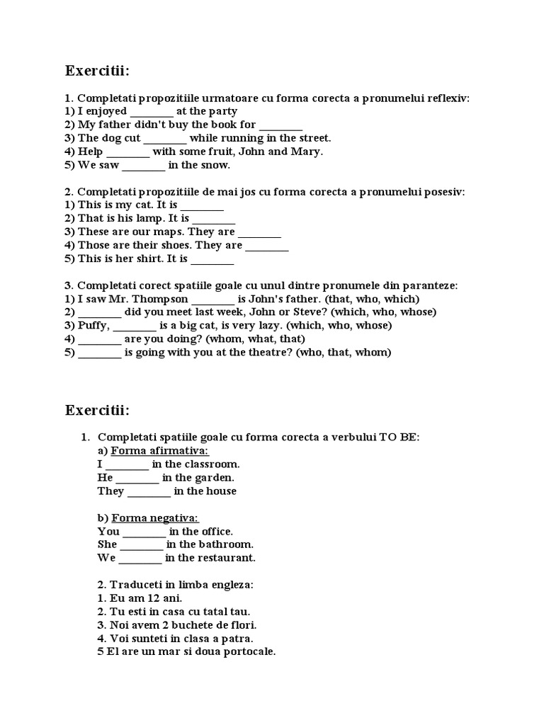 Exercitii Engleza | PDF