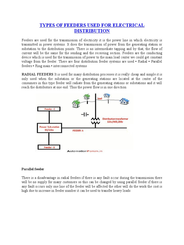 Types of Feeders Used For Electrical Distribution | PDF