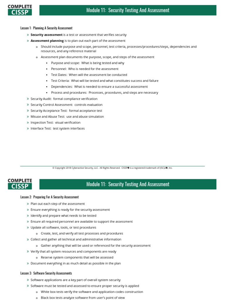 Module 11: Security Testing and Assessment | PDF | Software Testing ...