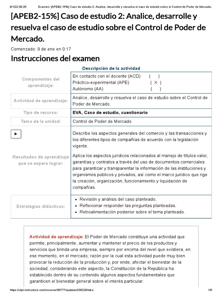 Examen - (APEB2-15%) Caso de Estudio 2 - Analice, Desarrolle y Resuelva El Caso de Estudio Sobre ...