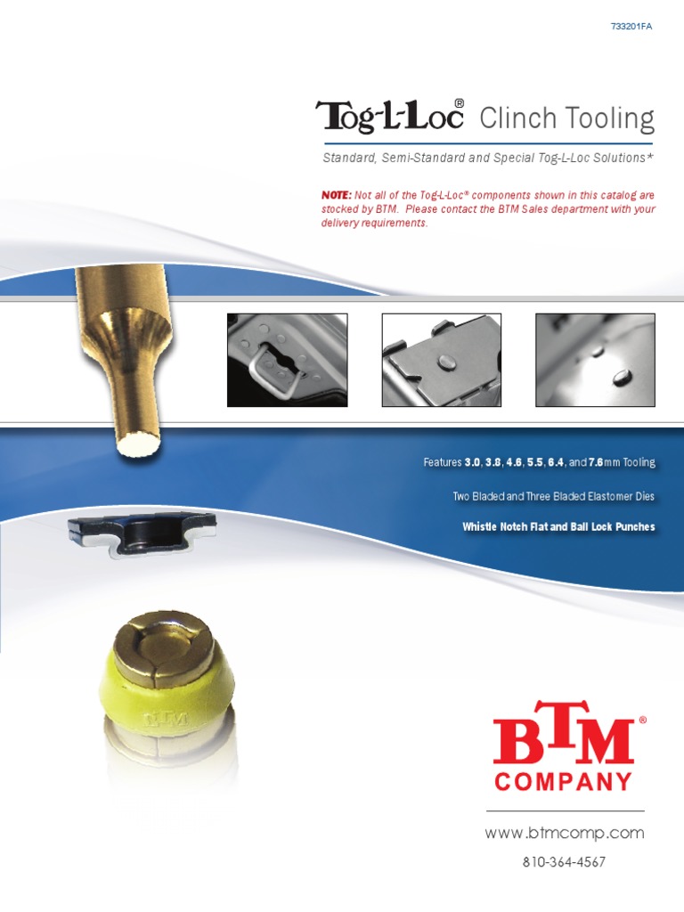 BTM Catalog Tog L Loc Tooling (Non 940) | PDF | Sheet Metal | Rivet