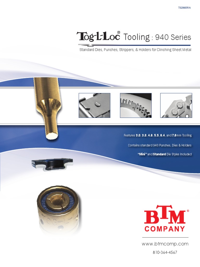 BTM Catalog 940 Tog L Loc Tooling | PDF | Sheet Metal | Rivet