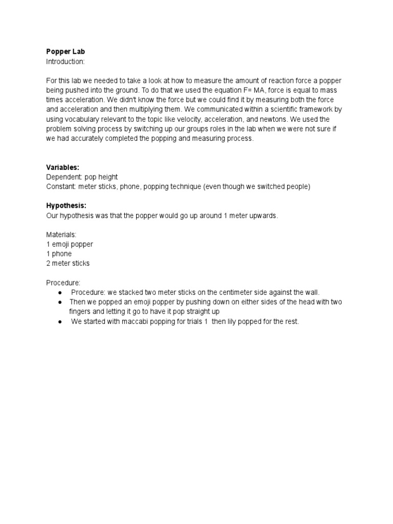 Popper Lab | PDF | Teaching Methods & Materials