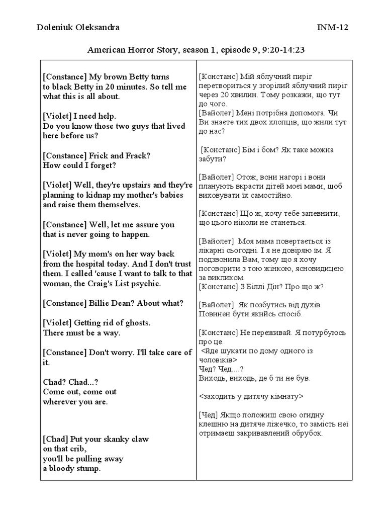 American Horror Story Script | PDF