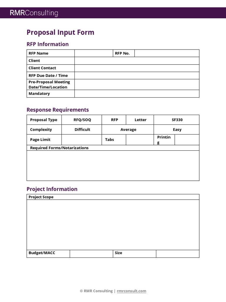 Proposal Input Form: RFP Information | PDF