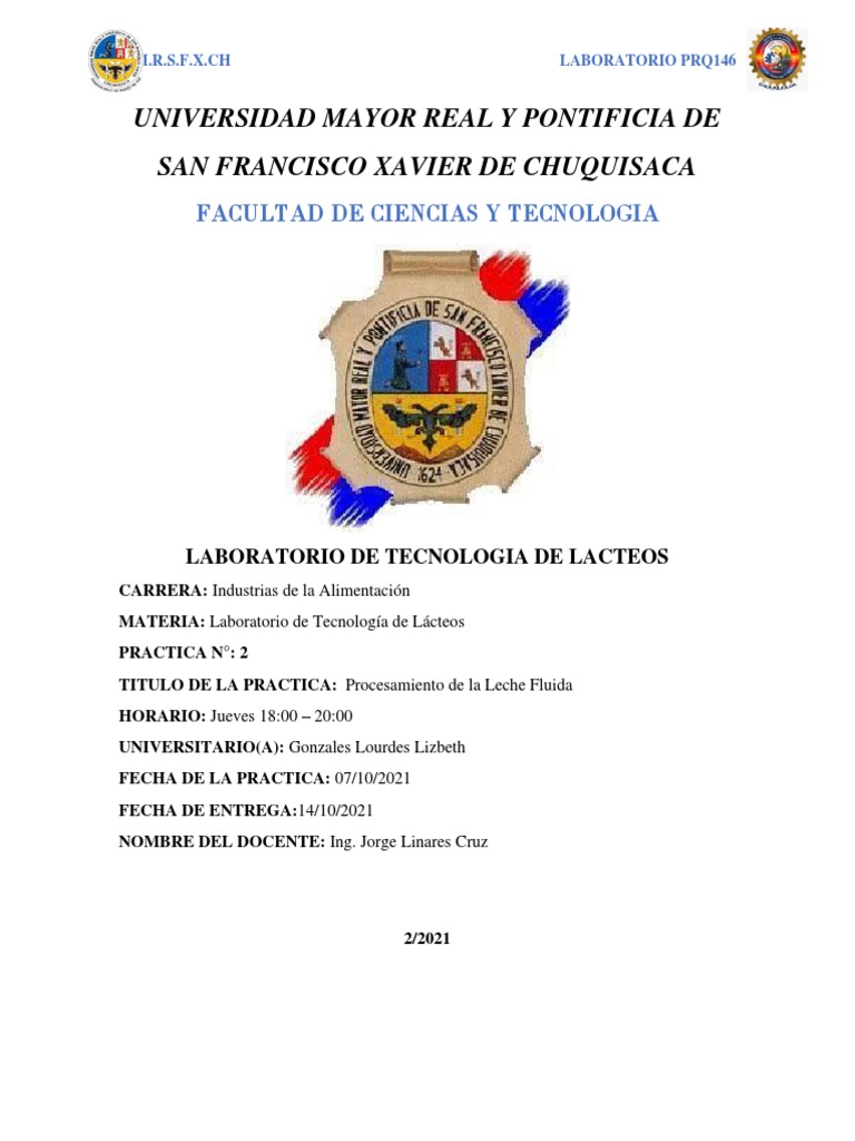 Procesamiento - De.la - Leche.fluida - Informe 2 | PDF | Leche | Agua