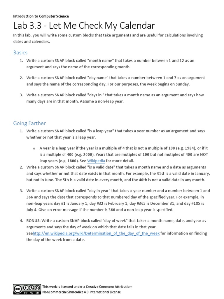 Lab 3.3 Let Me Check My Calendar | PDF | Computing | Computer Science