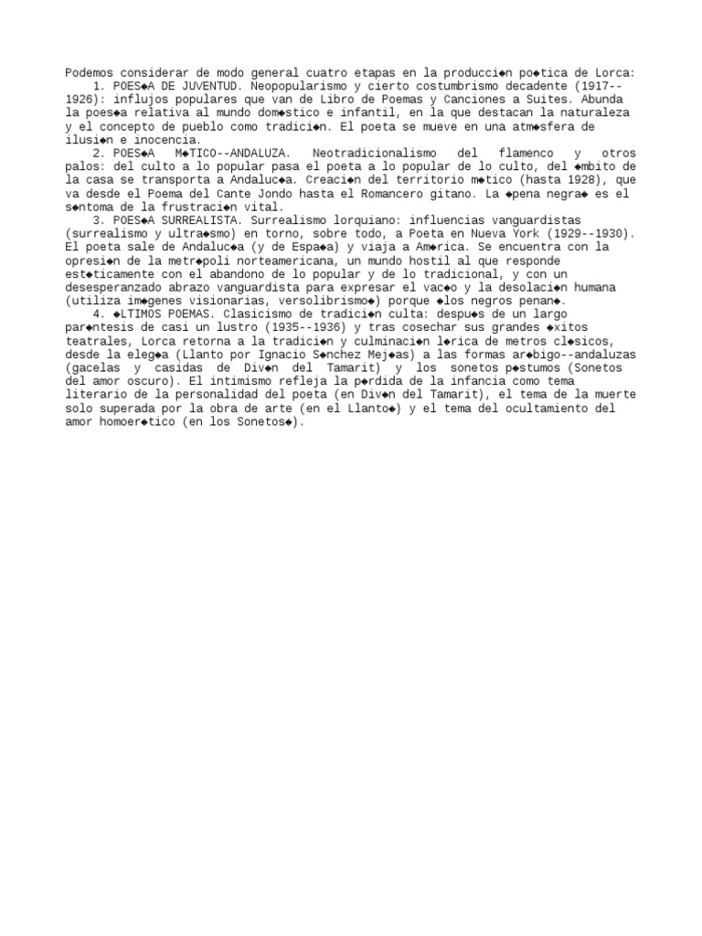 Etapas de La Trayectoria de Lorca | PDF