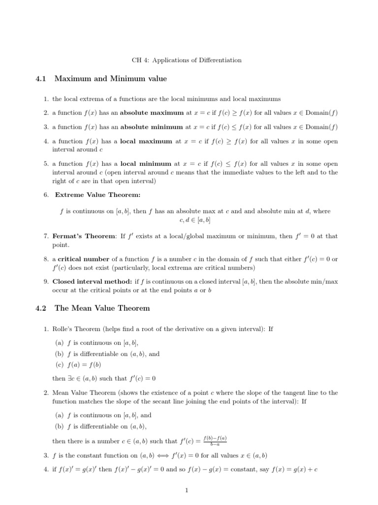 Chapter 4 | PDF | Maxima And Minima | Derivative