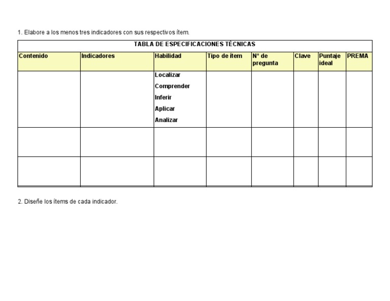 Plantilla Elaboración de Items | PDF