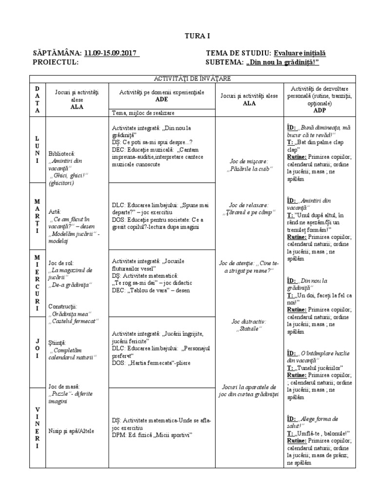 Planificare Grupa Mare Buburuze | PDF