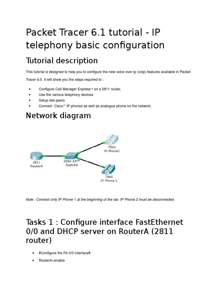 Packet Tracer 6.1 Tutorial - IP Telephony Basic Configuration | PDF | Network Architecture ...