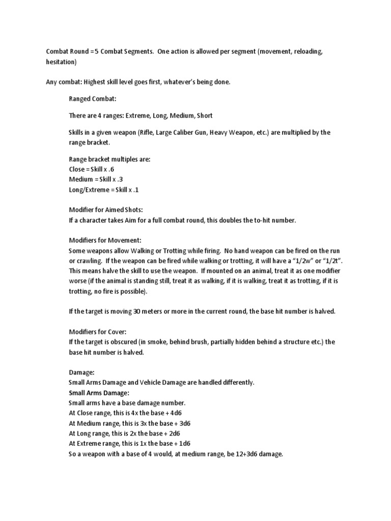 Twilight 2000 Combat Mechanics Guide | PDF | Ammunition | Firearms