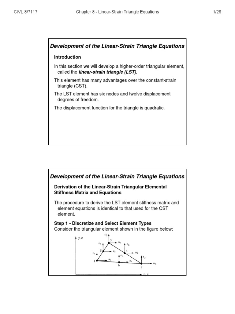Development of The Linear-Strain Triangle Equations | PDF | Finite ...