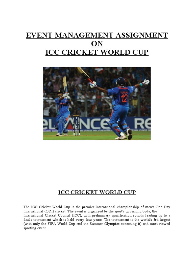 Event Management Assignment ON Icc Cricket World Cup | PDF | England ...