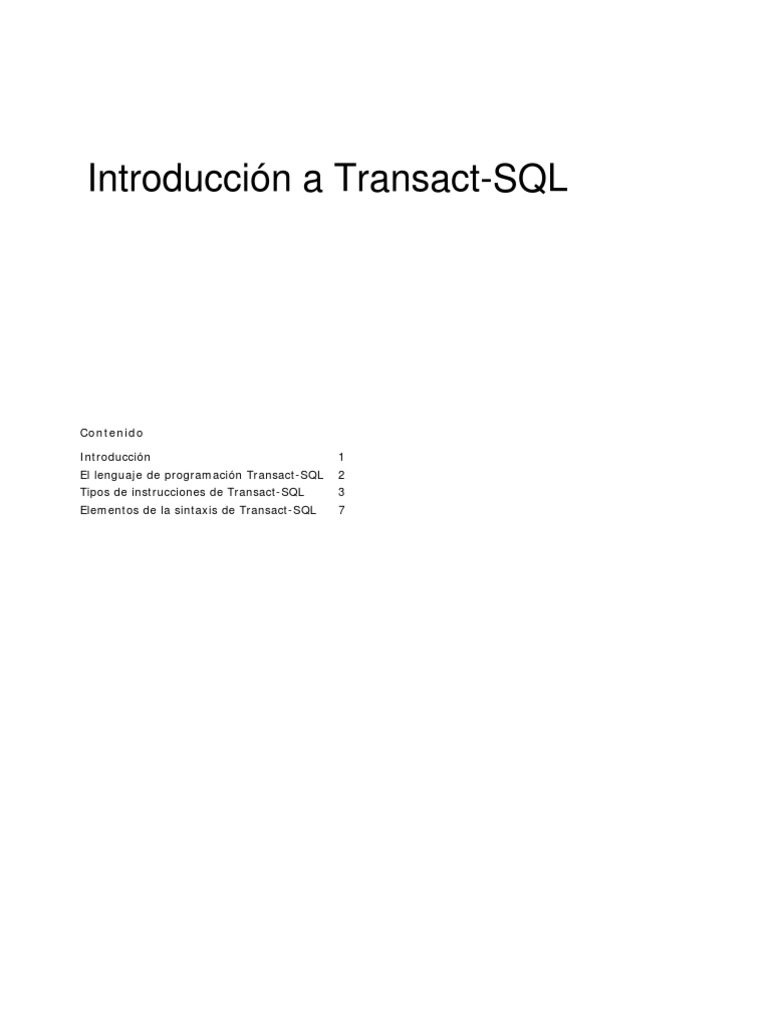 Introduccion A Transact-SQL | PDF | Servidor SQL de Microsoft | SQL