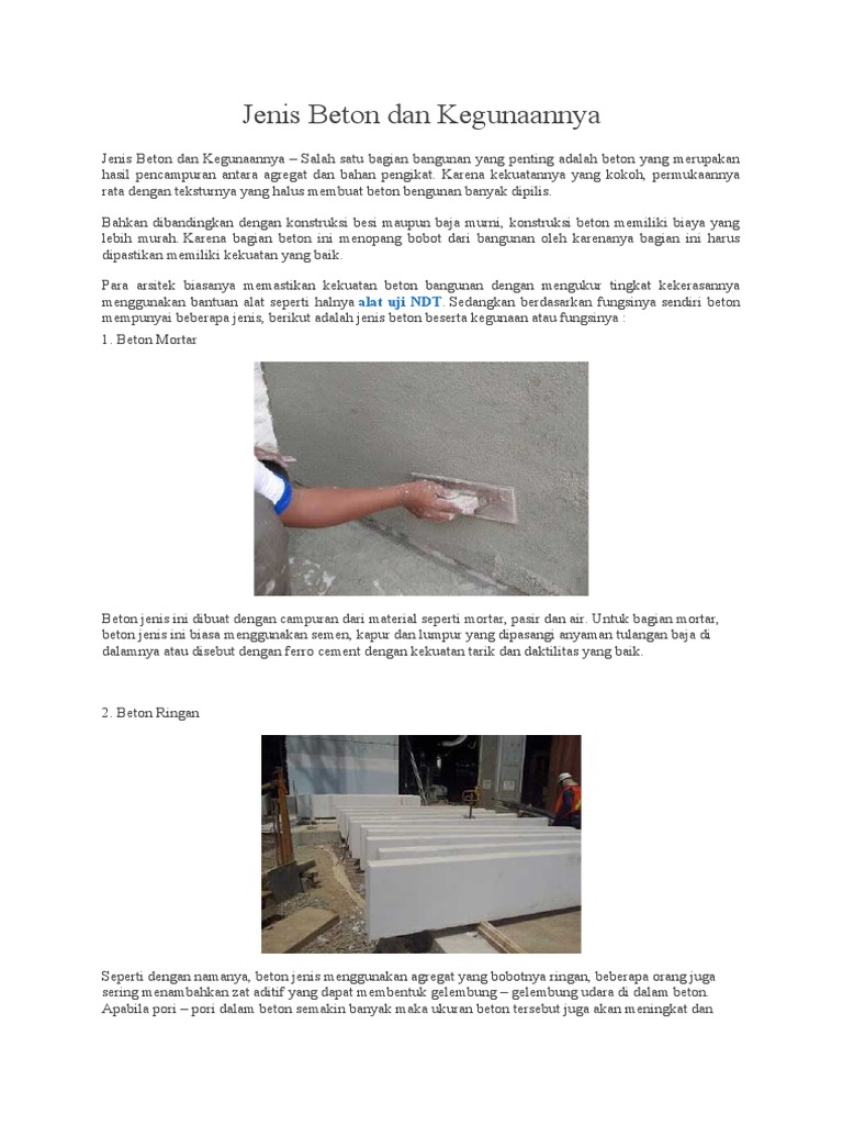 Jenis Beton Dan Fungsinya | PDF