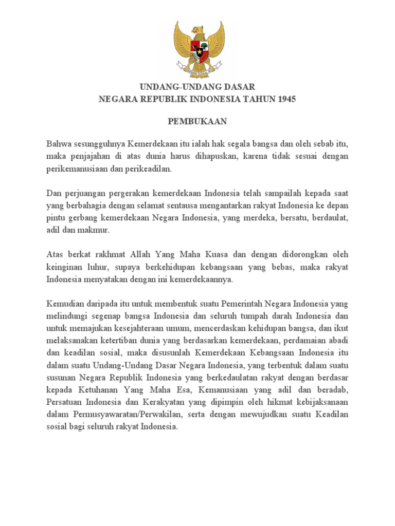 Teks Pembukaan Uud 1945 | PDF