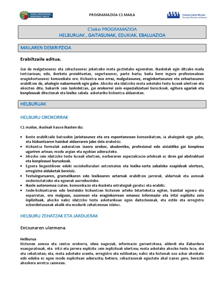 Euskara Prog C1 | PDF