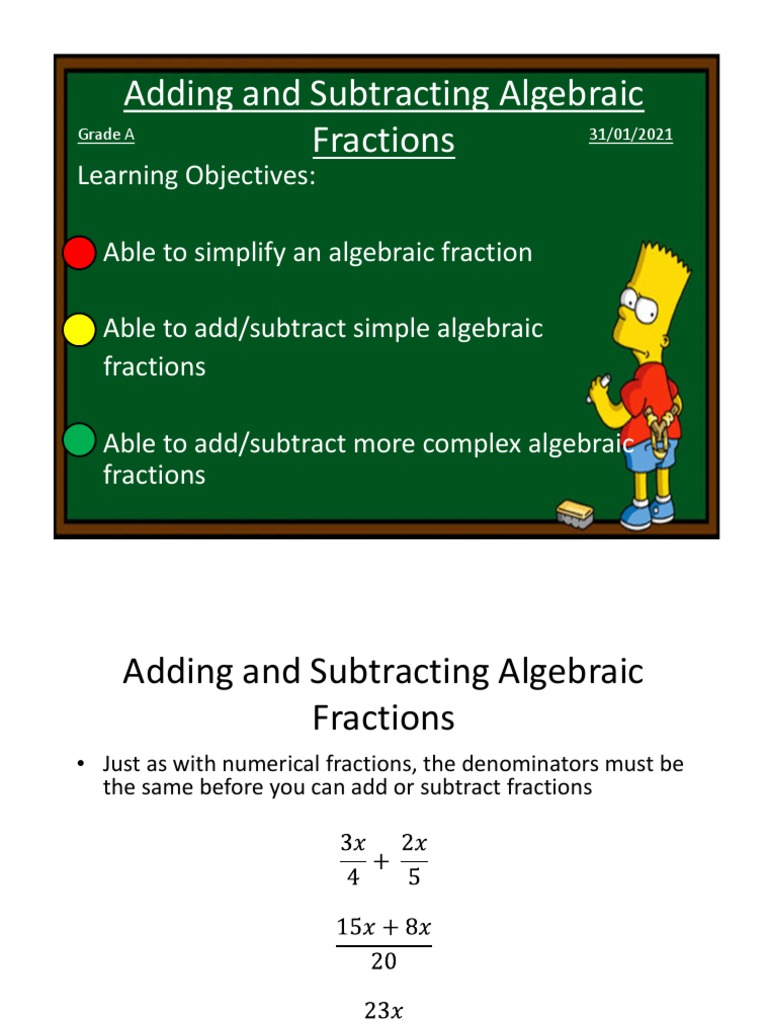 Chapter 15 - Adding and Subtracting Algebraic Fractions | PDF