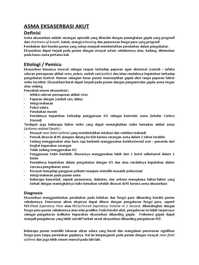 Asma Eksaserbasi Akut Gina 2021 | PDF