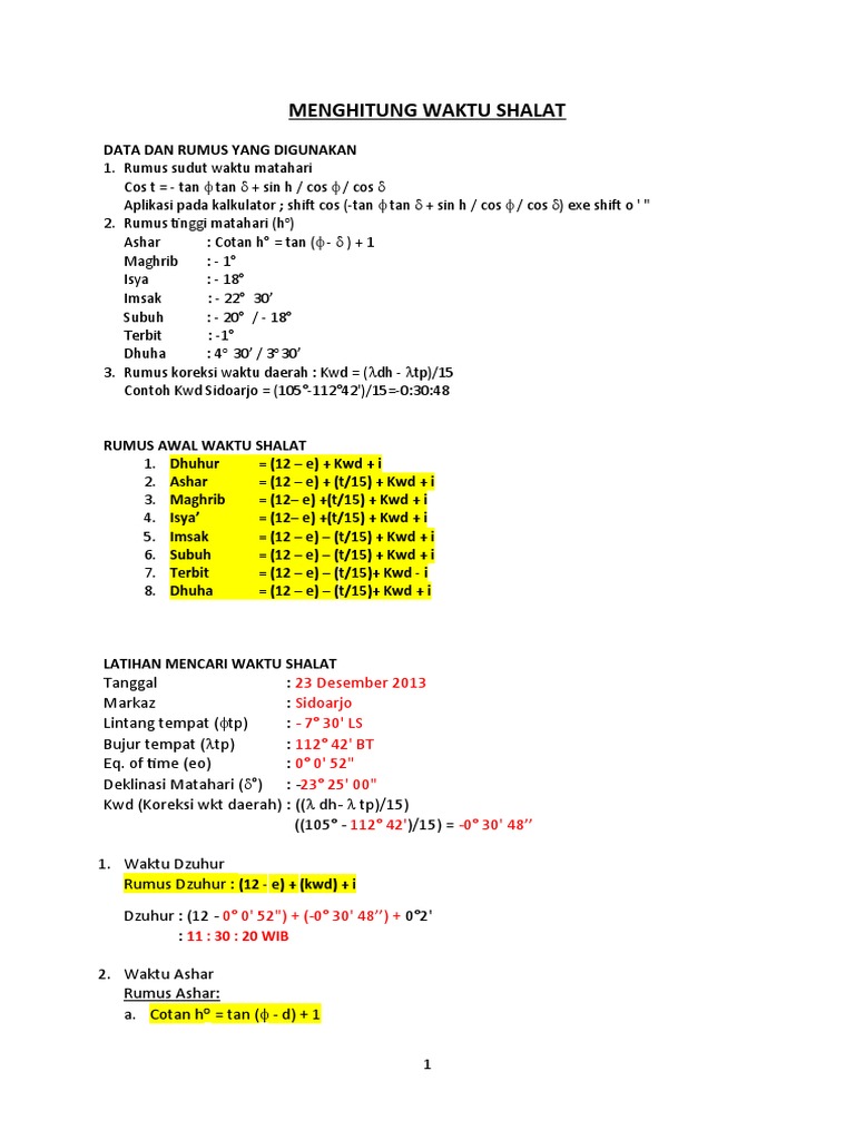 Worksheet Waktu Shalat 2 | PDF