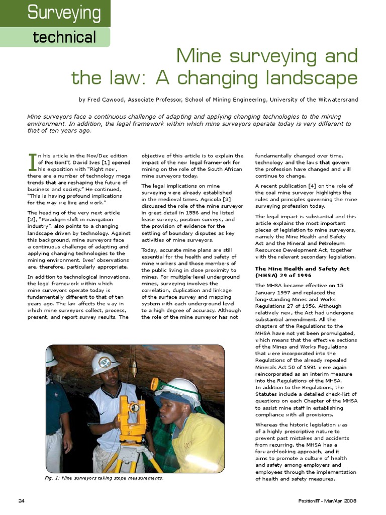 Mine Surveying and The Law | Download Free PDF | Surveying | Mining