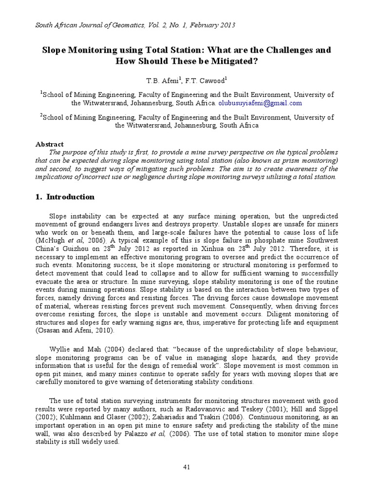Slope Monitoring Using Total Station | PDF | Surveying | Data