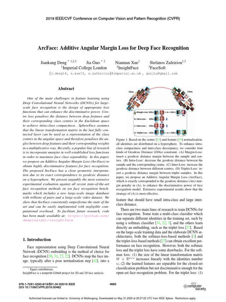Arcface: Additive Angular Margin Loss For Deep Face Recognition | PDF | Applied Mathematics