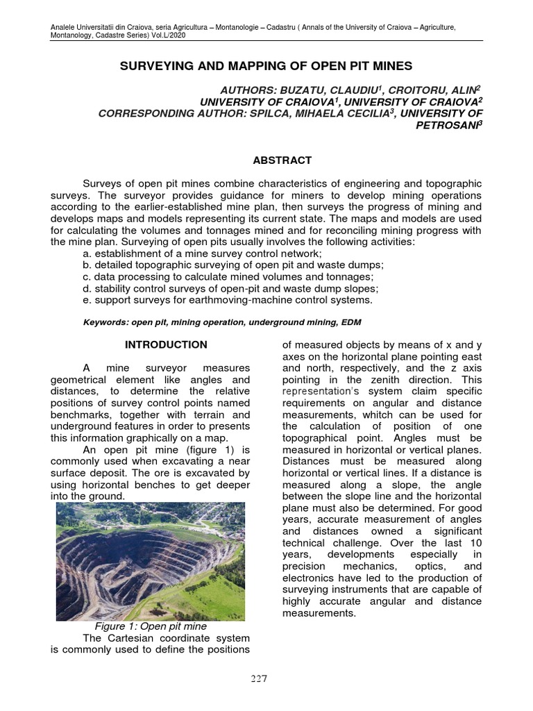 Surveying and Mapping of Open Pit Mines | Download Free PDF | Surveying ...