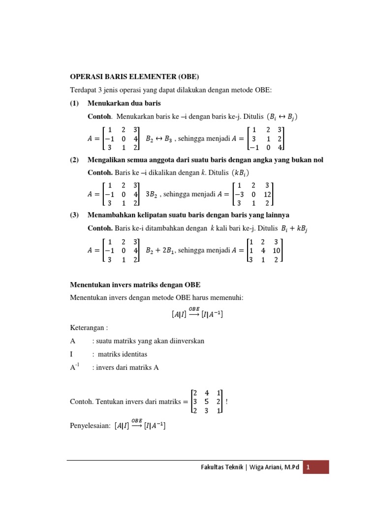 Per. 3 4 OPERASI BARIS ELEMENTER Ok | PDF