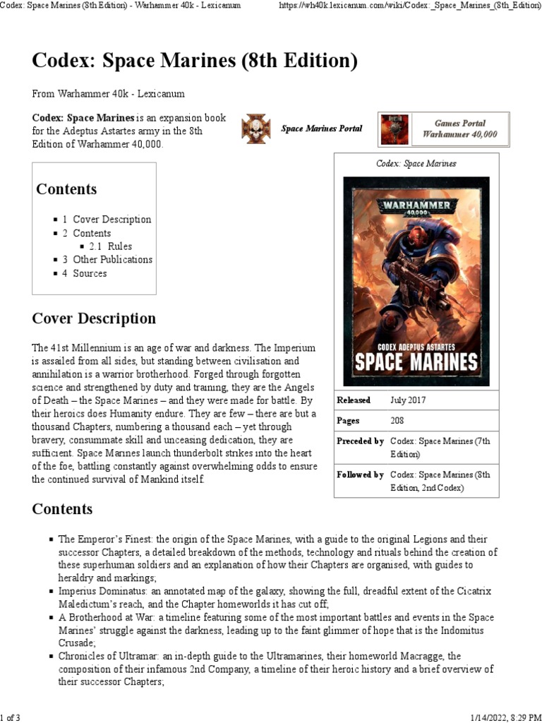Codex Space Marines (8th Edition) - Warhammer 40k - Lexicanum ...