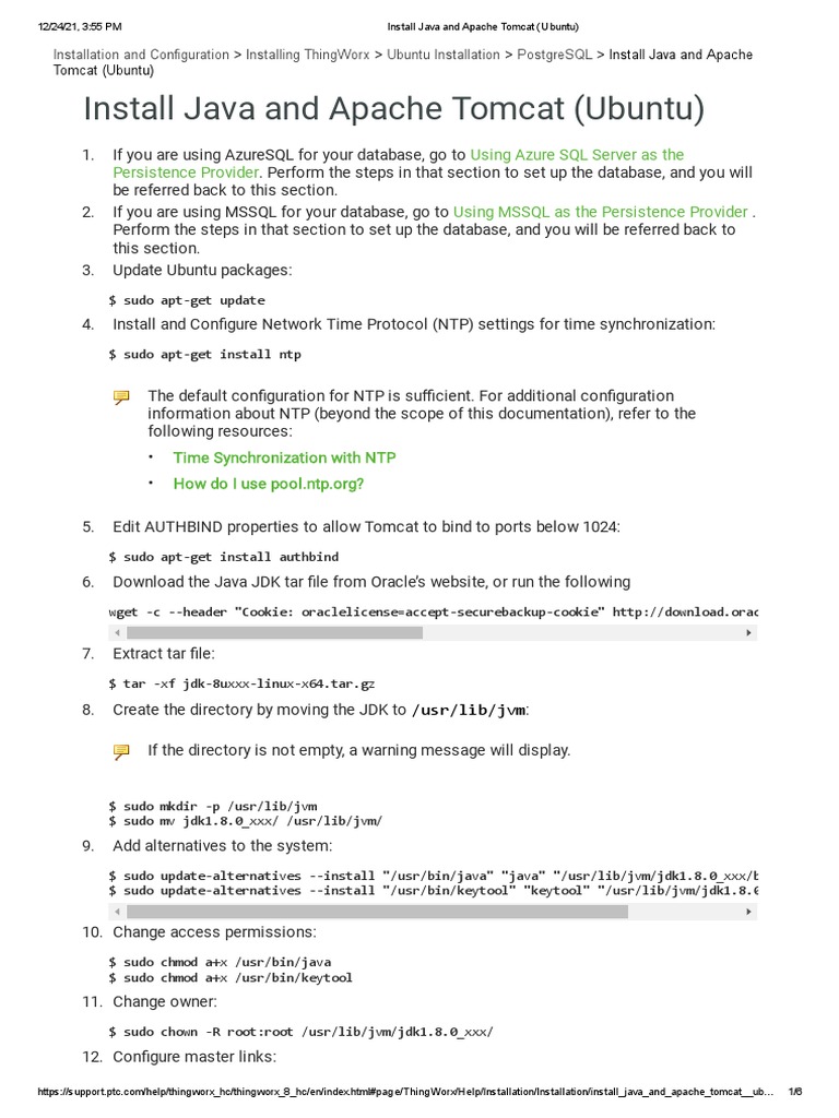 Install Java and Apache Tomcat (Ubuntu) | PDF