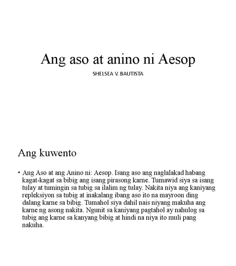 Ang Aso at Anino Ni Aesop | PDF