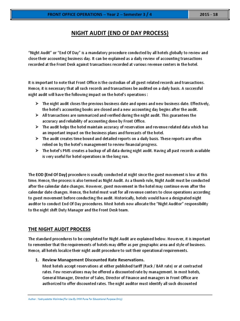 Reference Notes - Night Audit | PDF | Audit | Point Of Sale